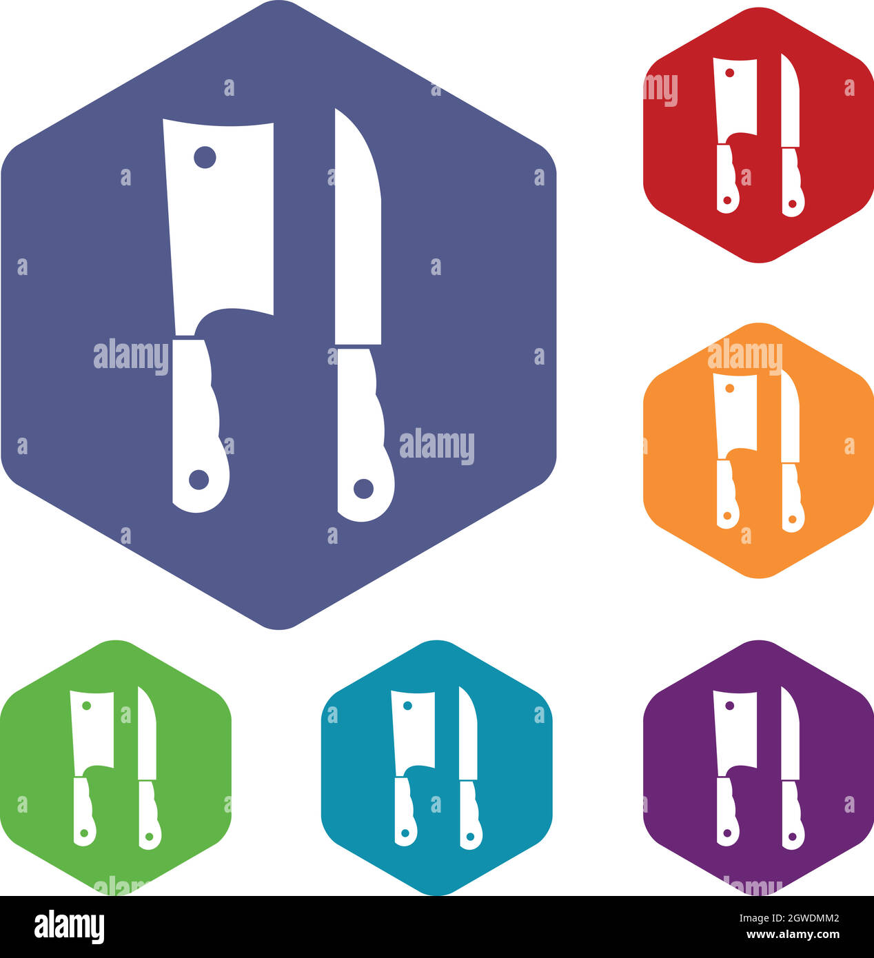 Kitchen knife and meat knife icons set Stock Vector Image & Art - Alamy