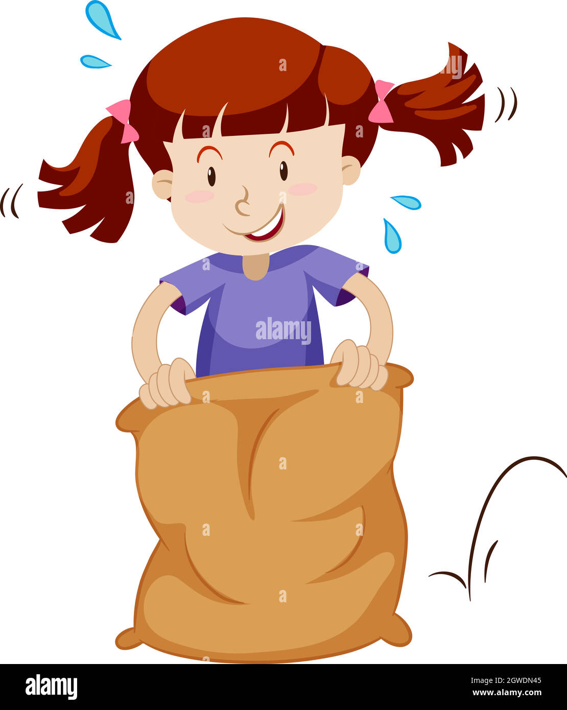 Little girl jumping in the sack Stock Vector Image & Art - Alamy