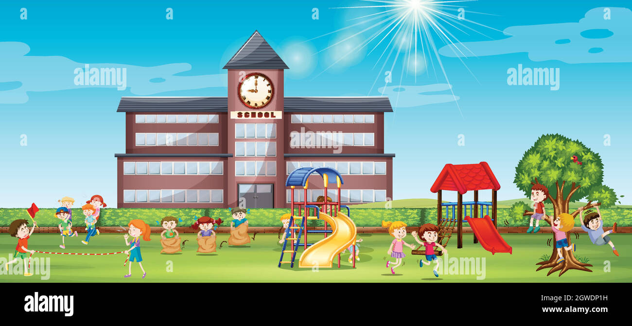 Children playing at the school yard Stock Vector Image & Art - Alamy