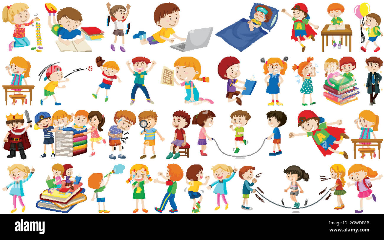 Set of cute kids cartoon character Stock Vector Image & Art - Alamy