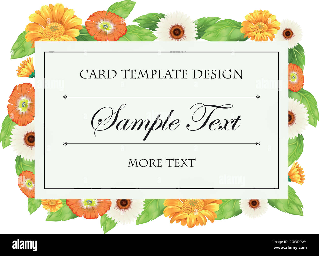 Card template with flowers in yellow and orange Stock Vector Image ...
