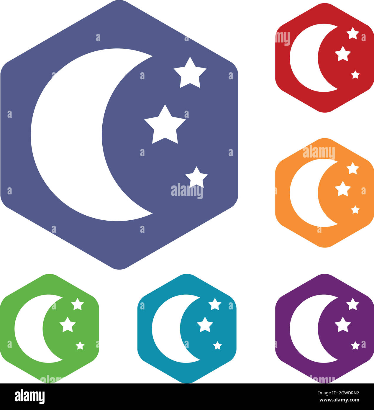 Moon and stars icons set Stock Vector Image & Art - Alamy