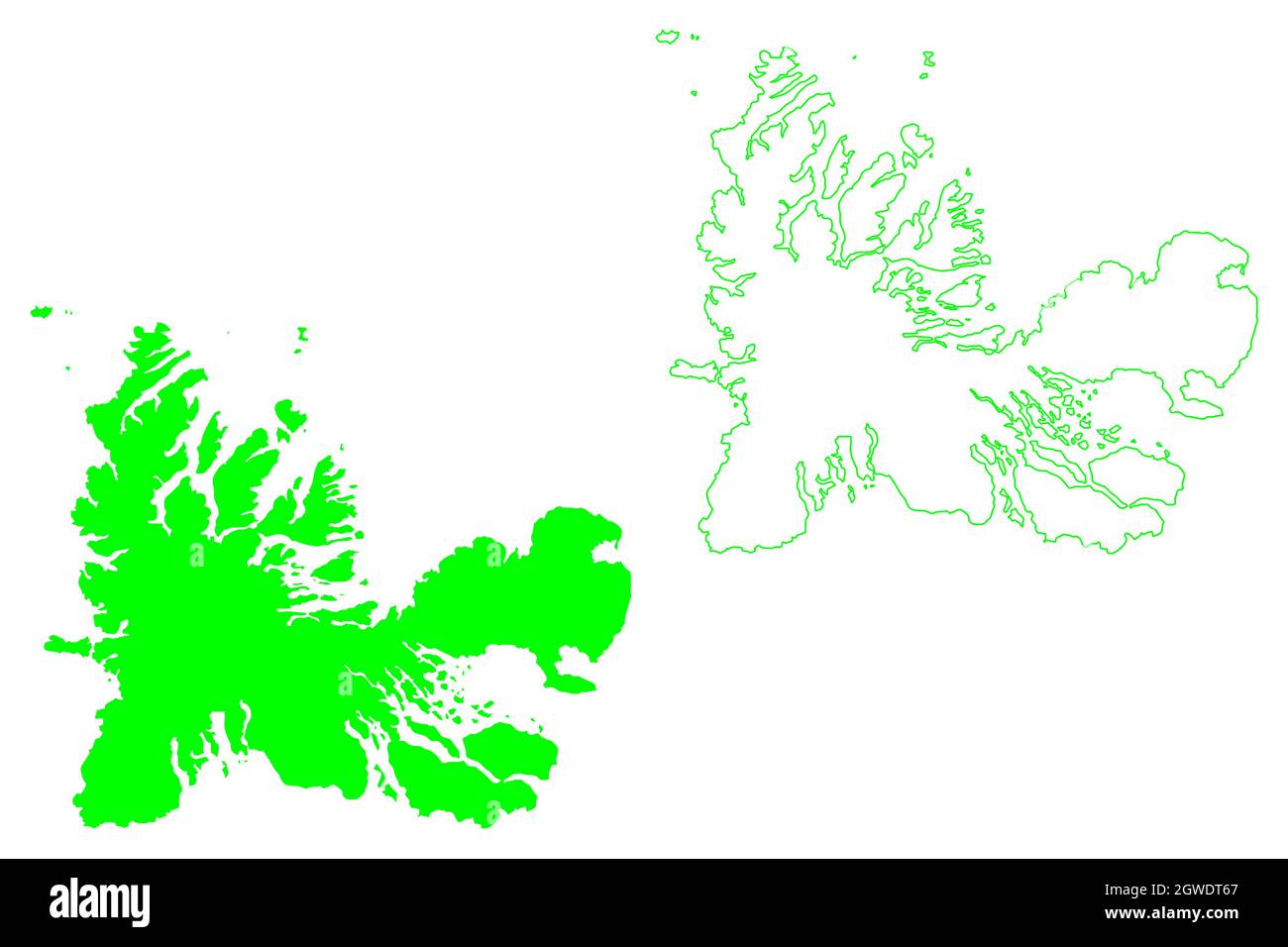 Kerguelen Islands (France, French Republic) map vector illustration ...