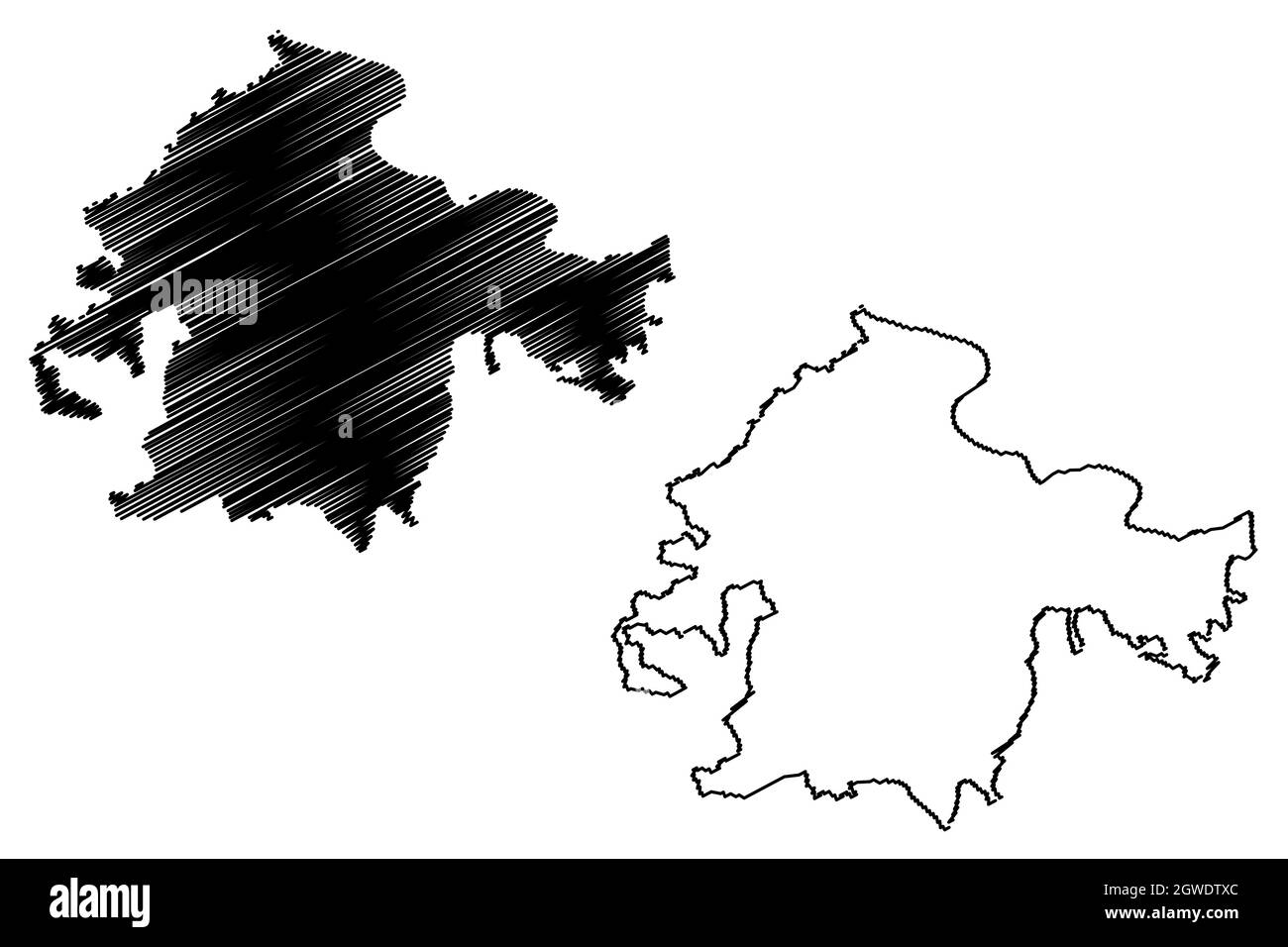 Chitrakoot district (Uttar Pradesh State, Republic of India) map vector ...