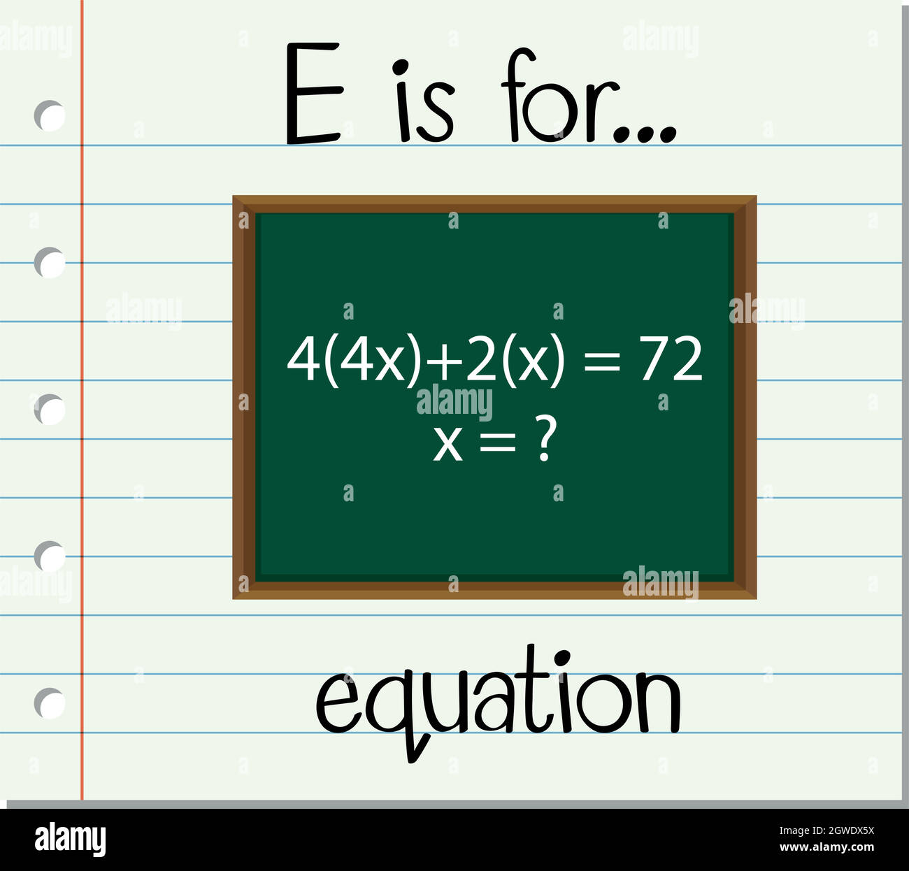 Flashcard letter E is for equation Stock Vector Image & Art - Alamy