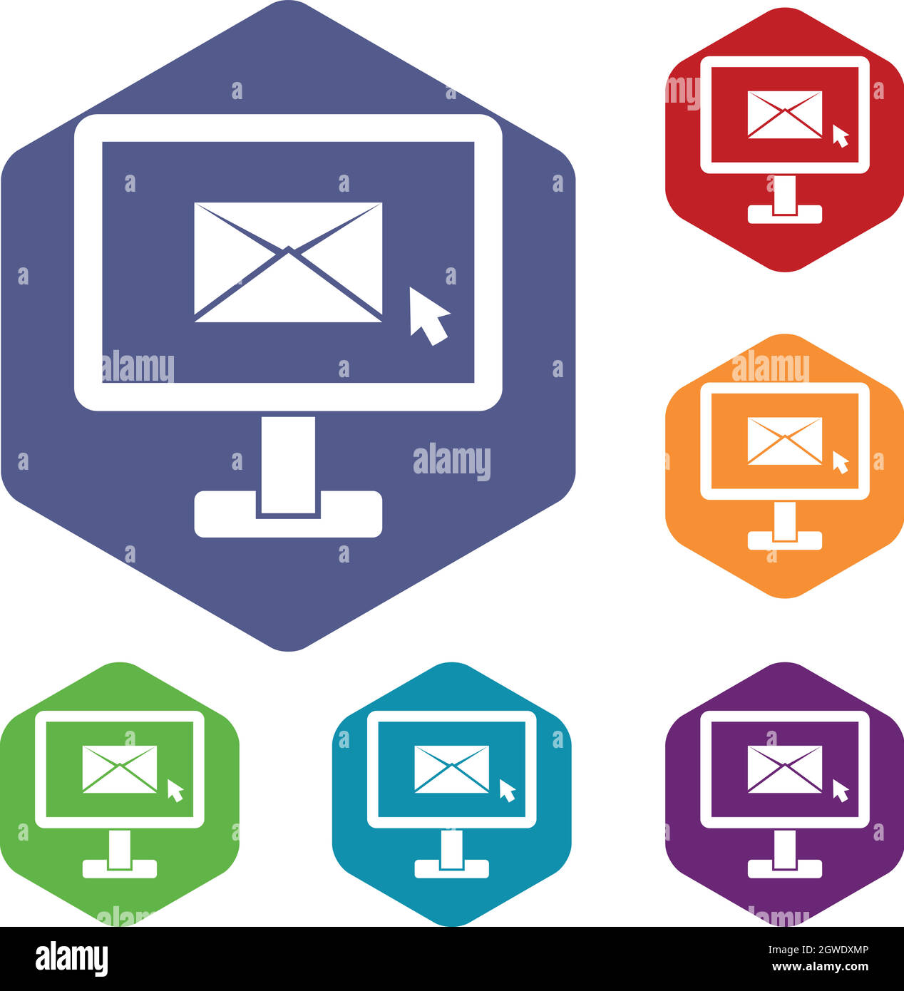 Monitor with email sign icons set Stock Vector Image & Art - Alamy