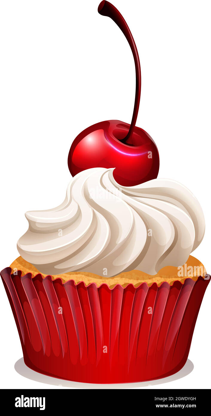 Red cherry cupcake on white Stock Vector Image & Art - Alamy