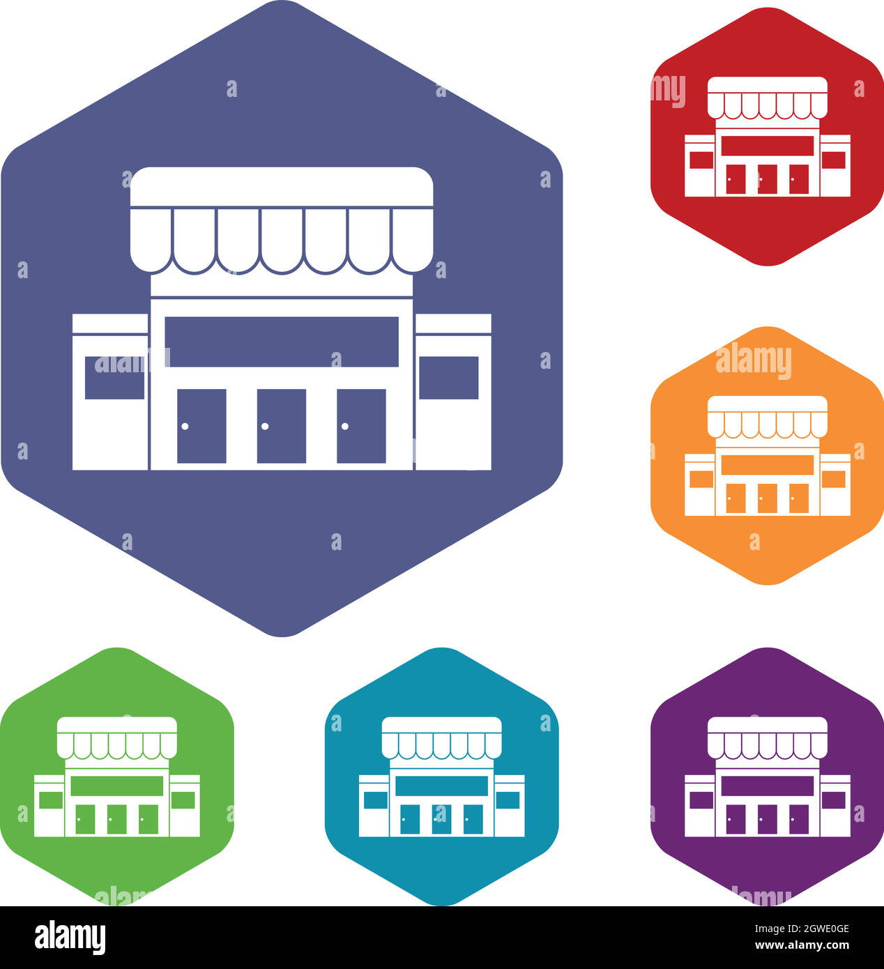 Supermarket building icons set Stock Vector Image & Art - Alamy