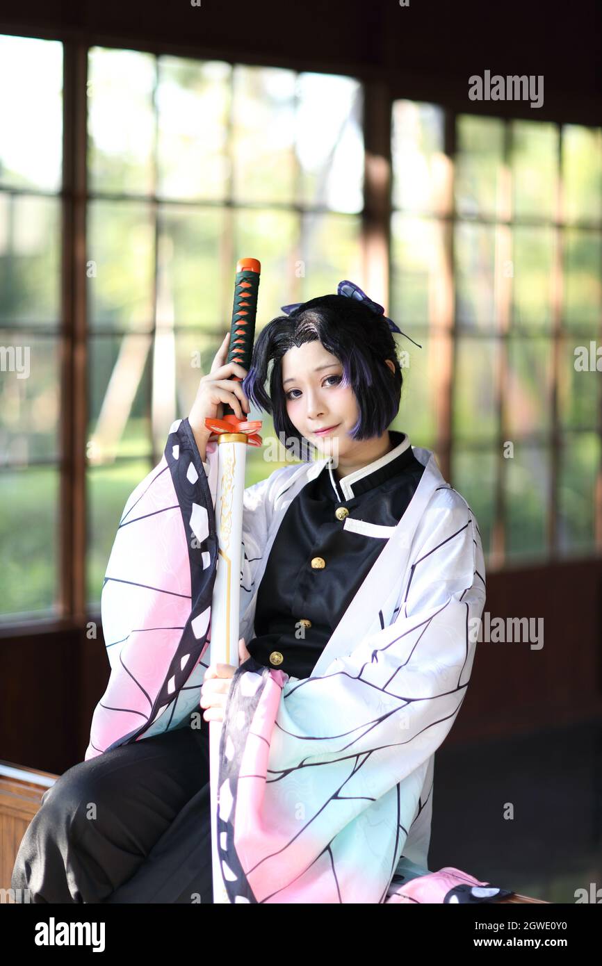 Japan anime cosplay portrait of girl with comic costume with japanese ...