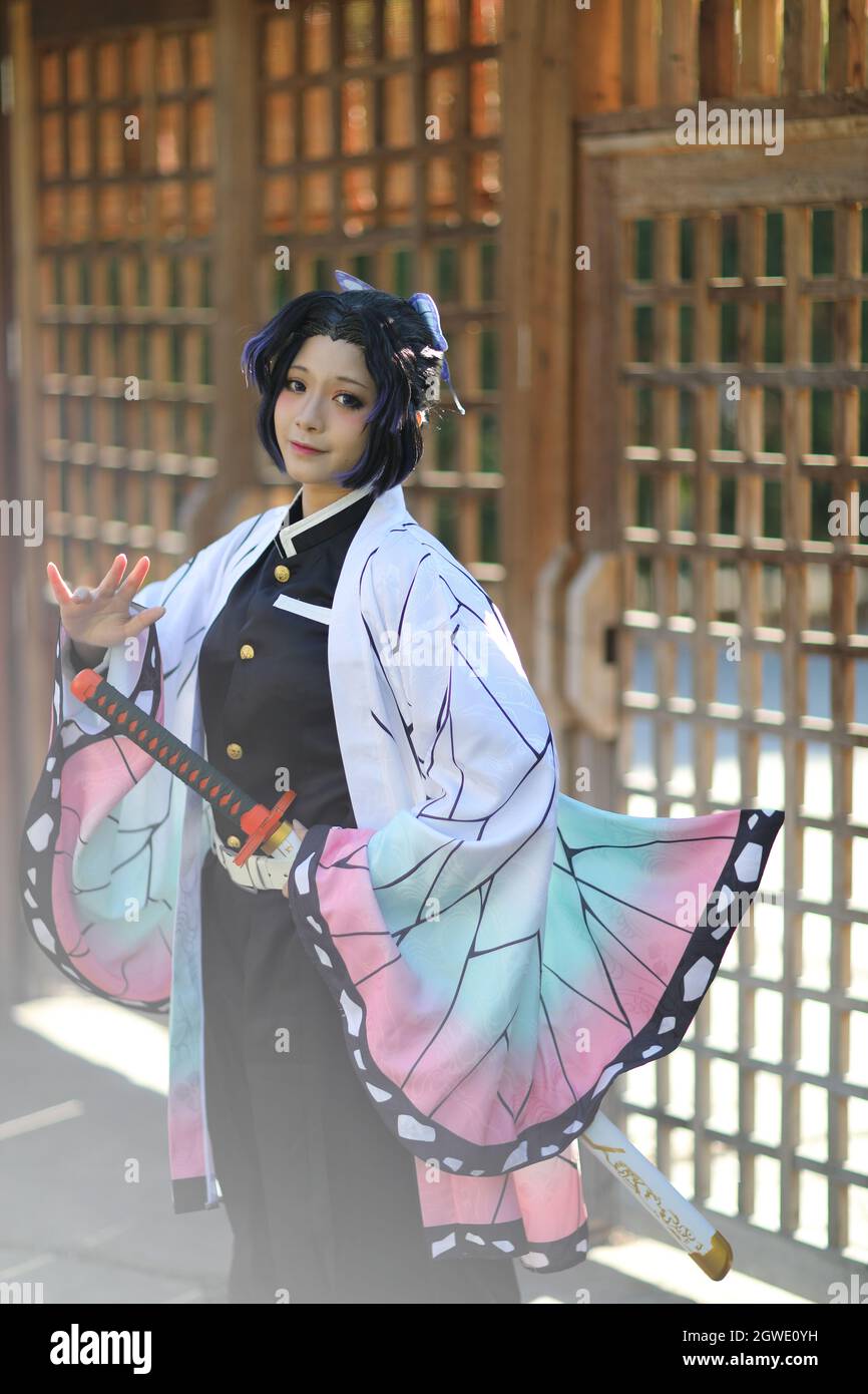 Japan anime cosplay portrait of girl with comic costume with japanese ...