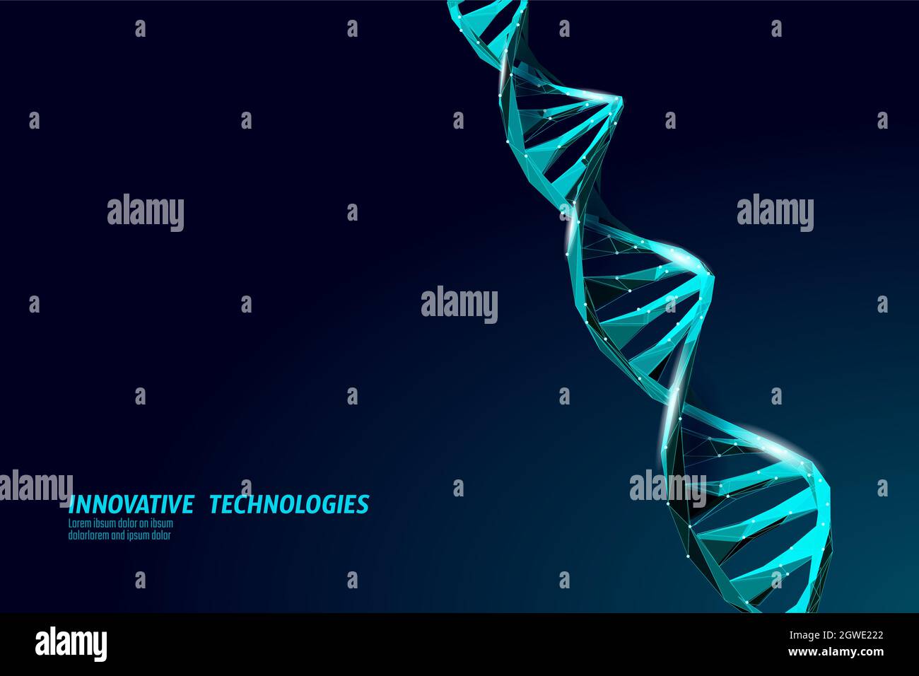 DNA 3D chemical molecule structure low poly. Polygonal triangle point ...