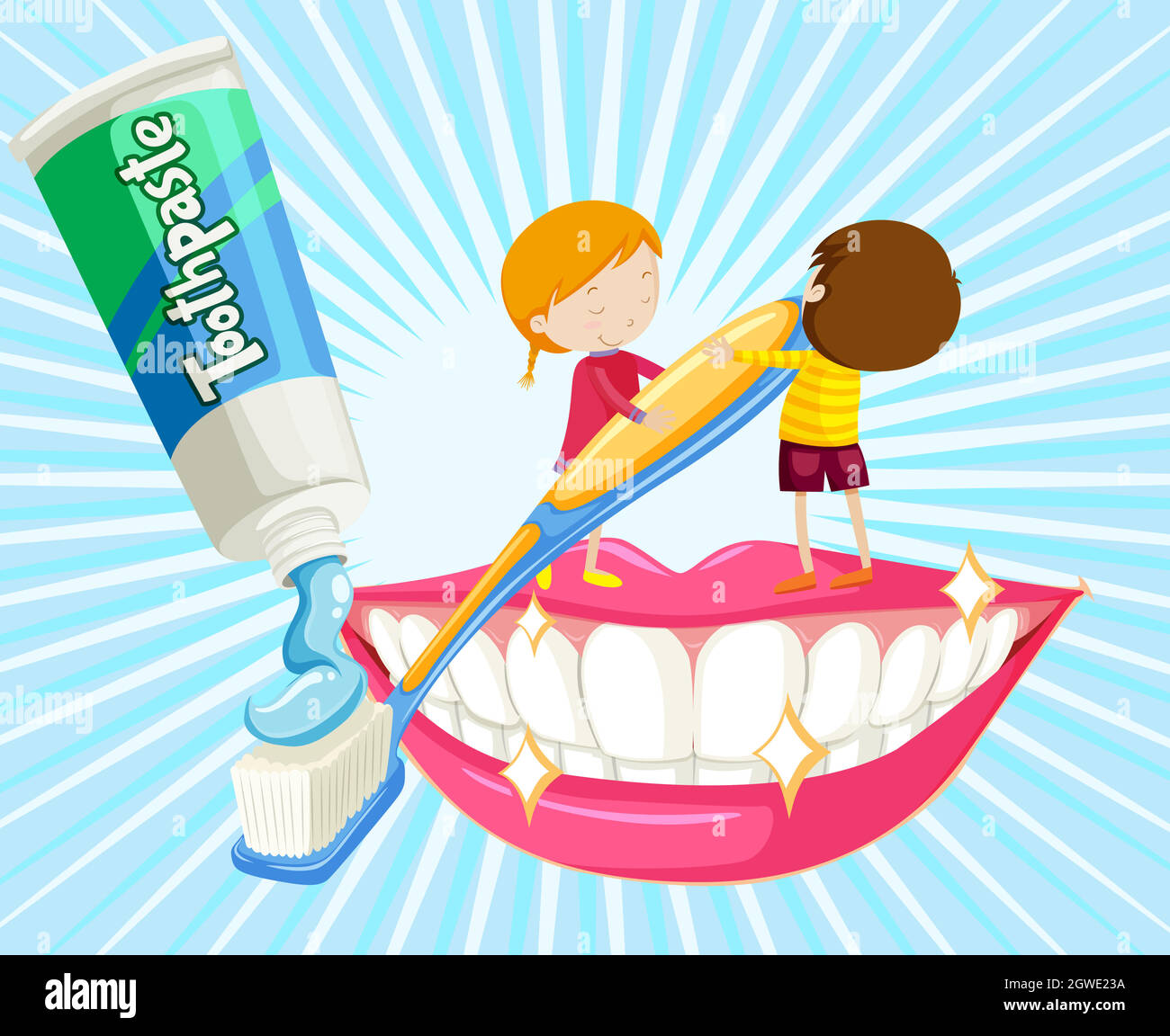 Boy and girl brushing teeth Stock Vector Image & Art - Alamy