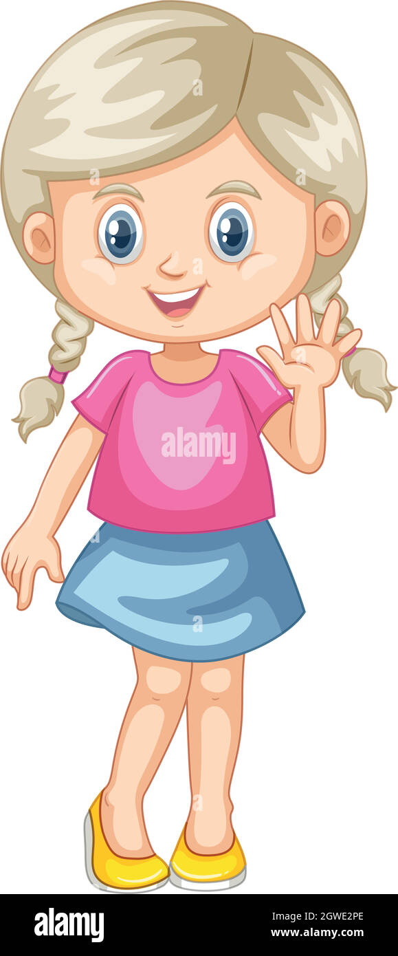 Animated Little Girl Waving