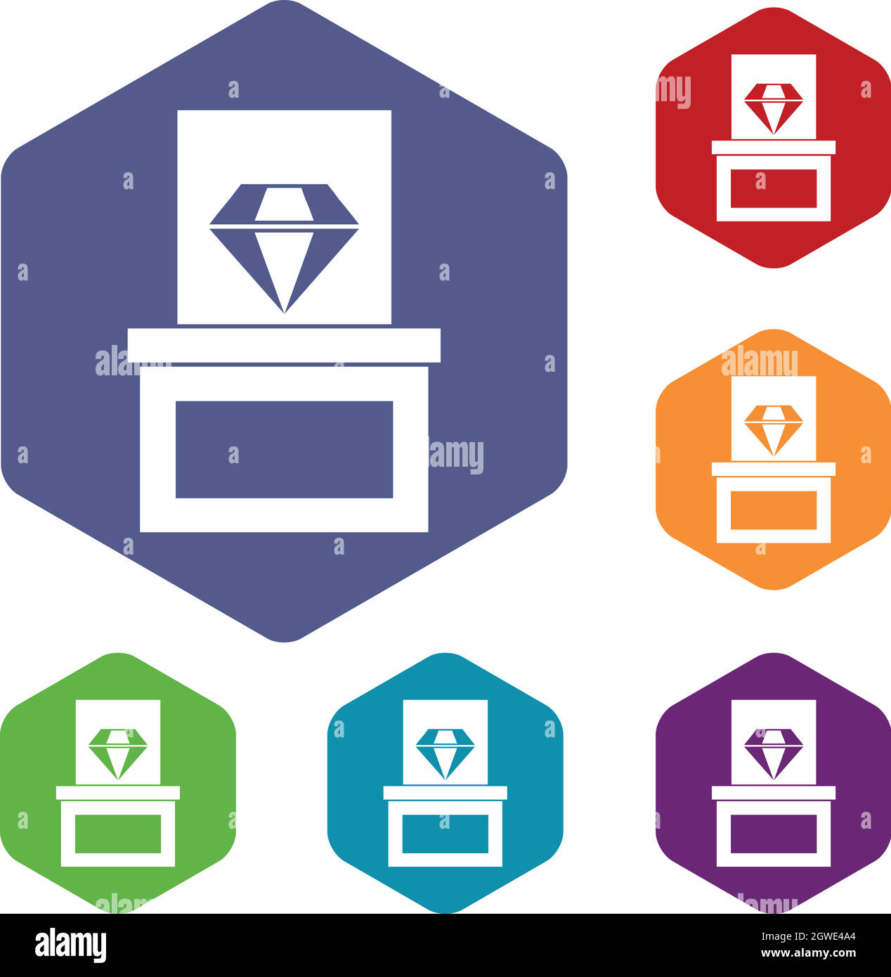 Diamond in box icons set Stock Vector Image & Art - Alamy