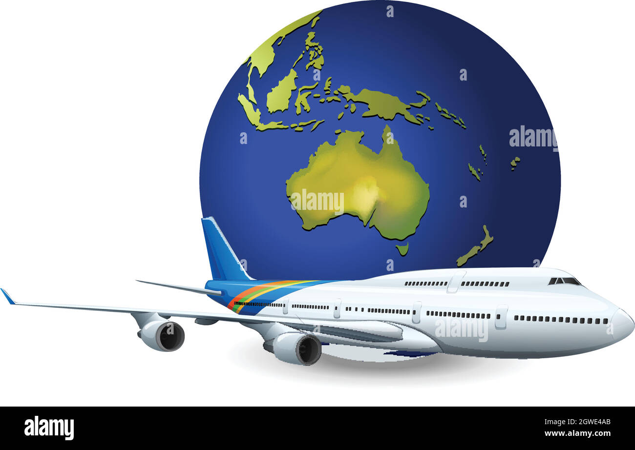 Earth globe and airplane Stock Vector Image & Art - Alamy