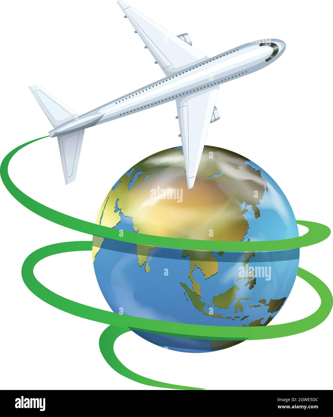 Cartoon Globe With Airplane