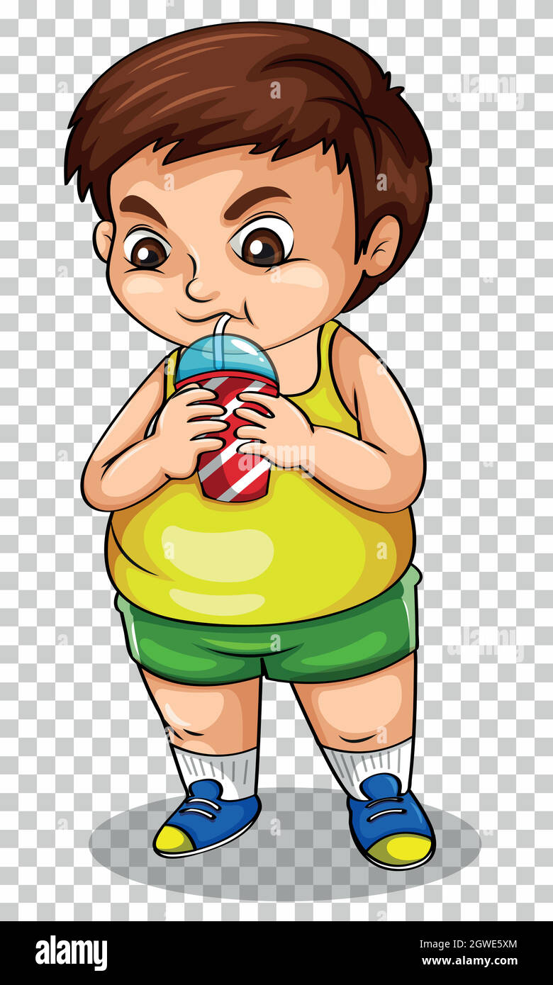 Fat boy drinking soda from cup Stock Vector Image & Art - Alamy