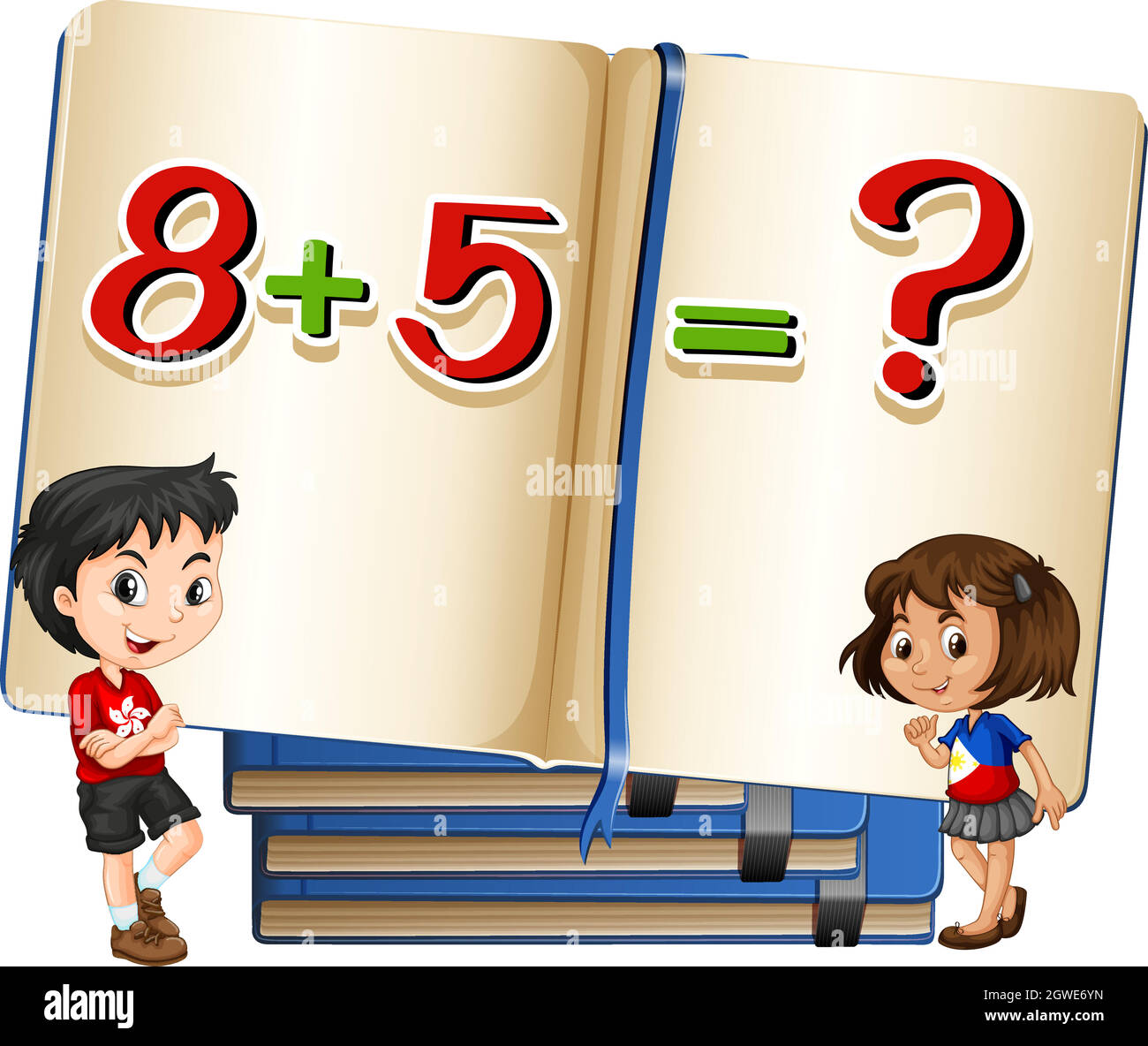 Kids and math problem in book Stock Vector Image & Art - Alamy