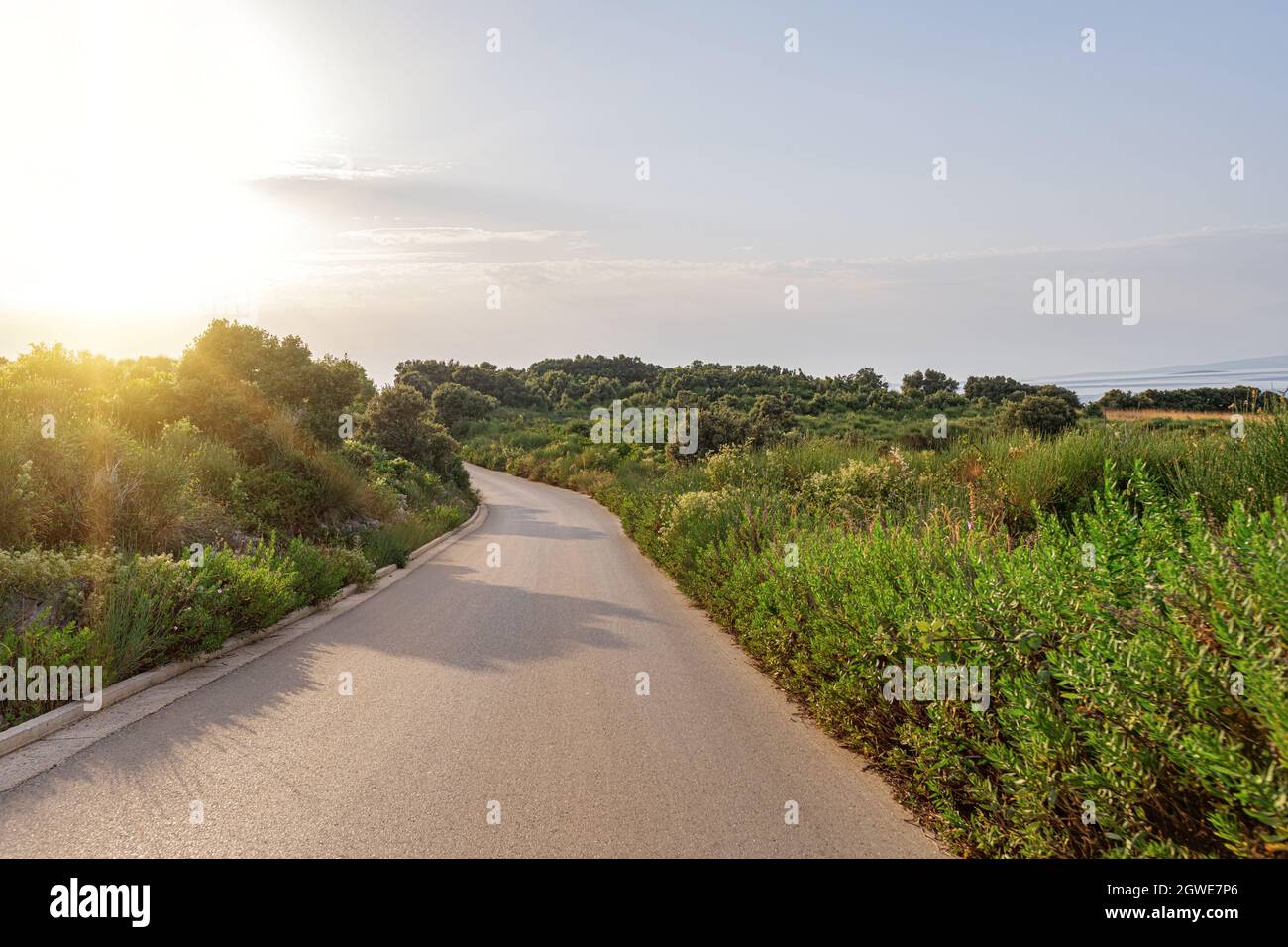 Scenic road. Road is surrounded by a magnificent natural landscape ...