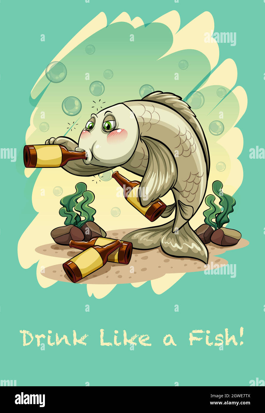 Idiom drink like a fish Stock Vector Image & Art - Alamy