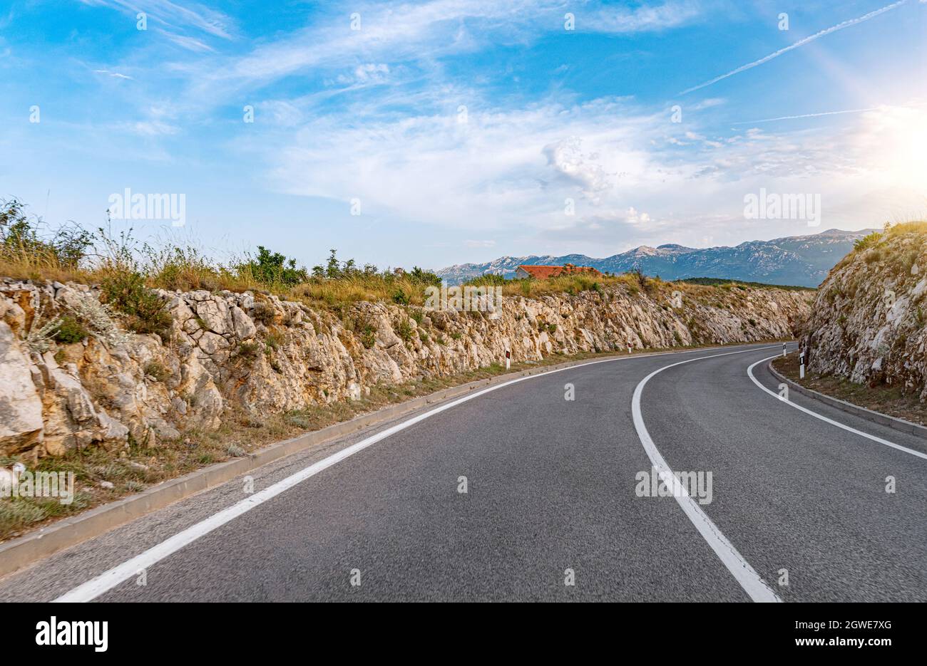 Scenic road. Road is surrounded by a magnificent natural landscape ...