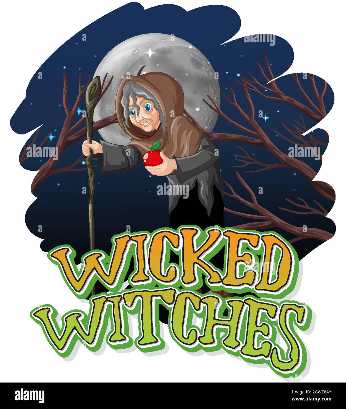 Wicked witches on night background Stock Vector Image & Art - Alamy