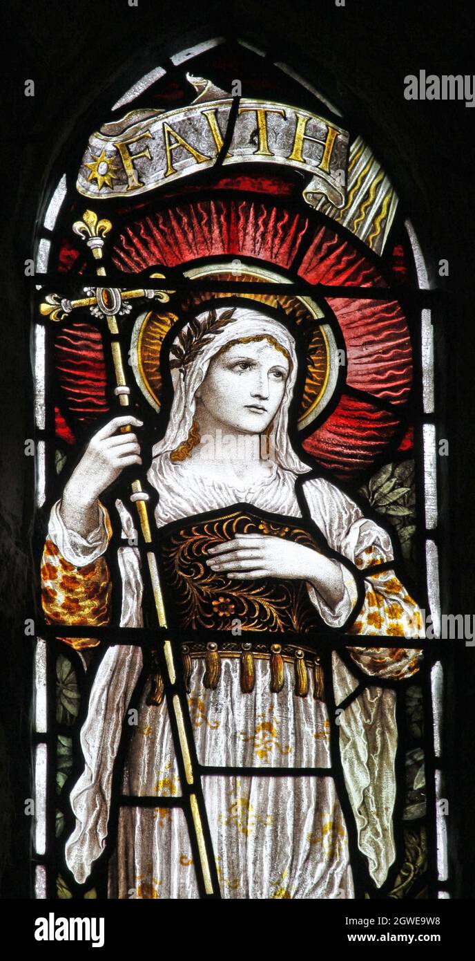 A stained glass window by Heaton Butler & Bayne, depicting Faith, St ...