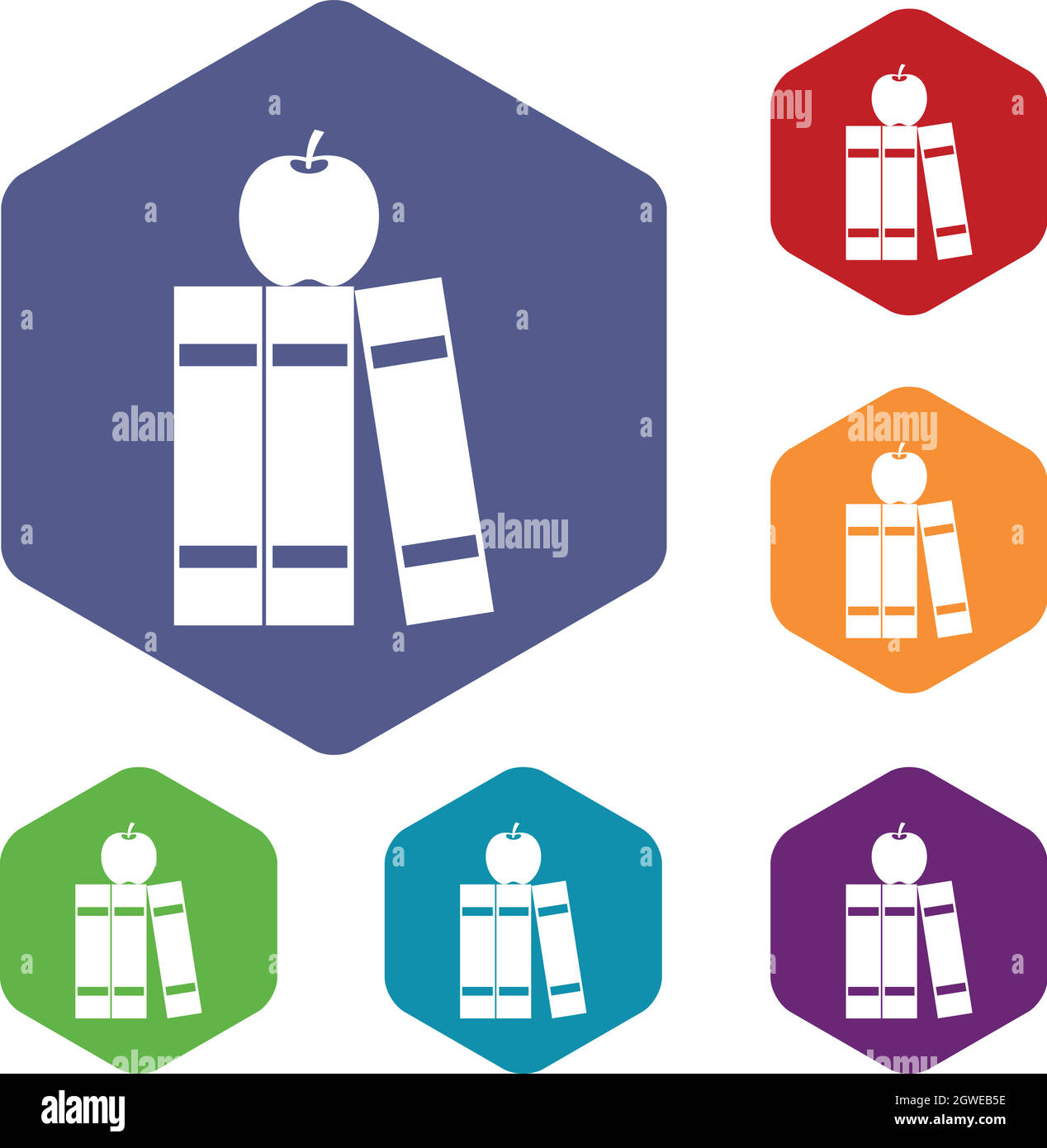 Stack of books and apple icons set Stock Vector Image & Art - Alamy