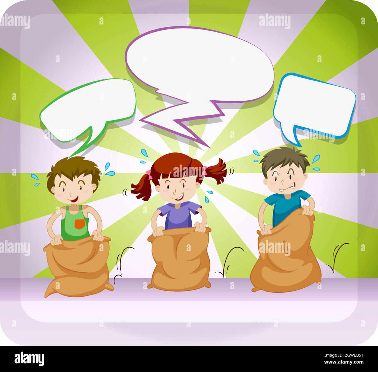 Three kids jumping in the bags Stock Vector Image & Art - Alamy