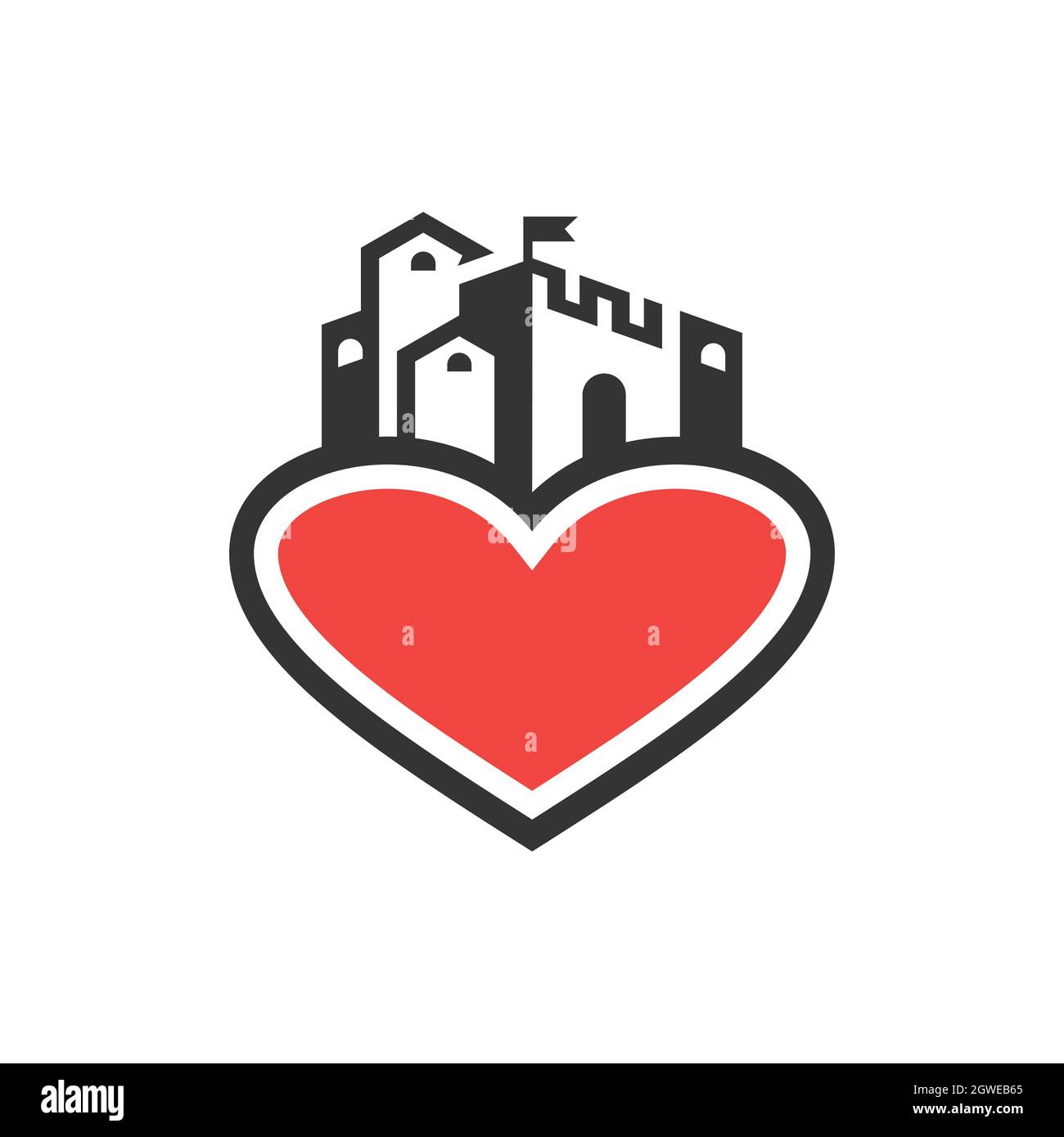 castle love logo icon flat vector concept graphic design Stock Vector ...