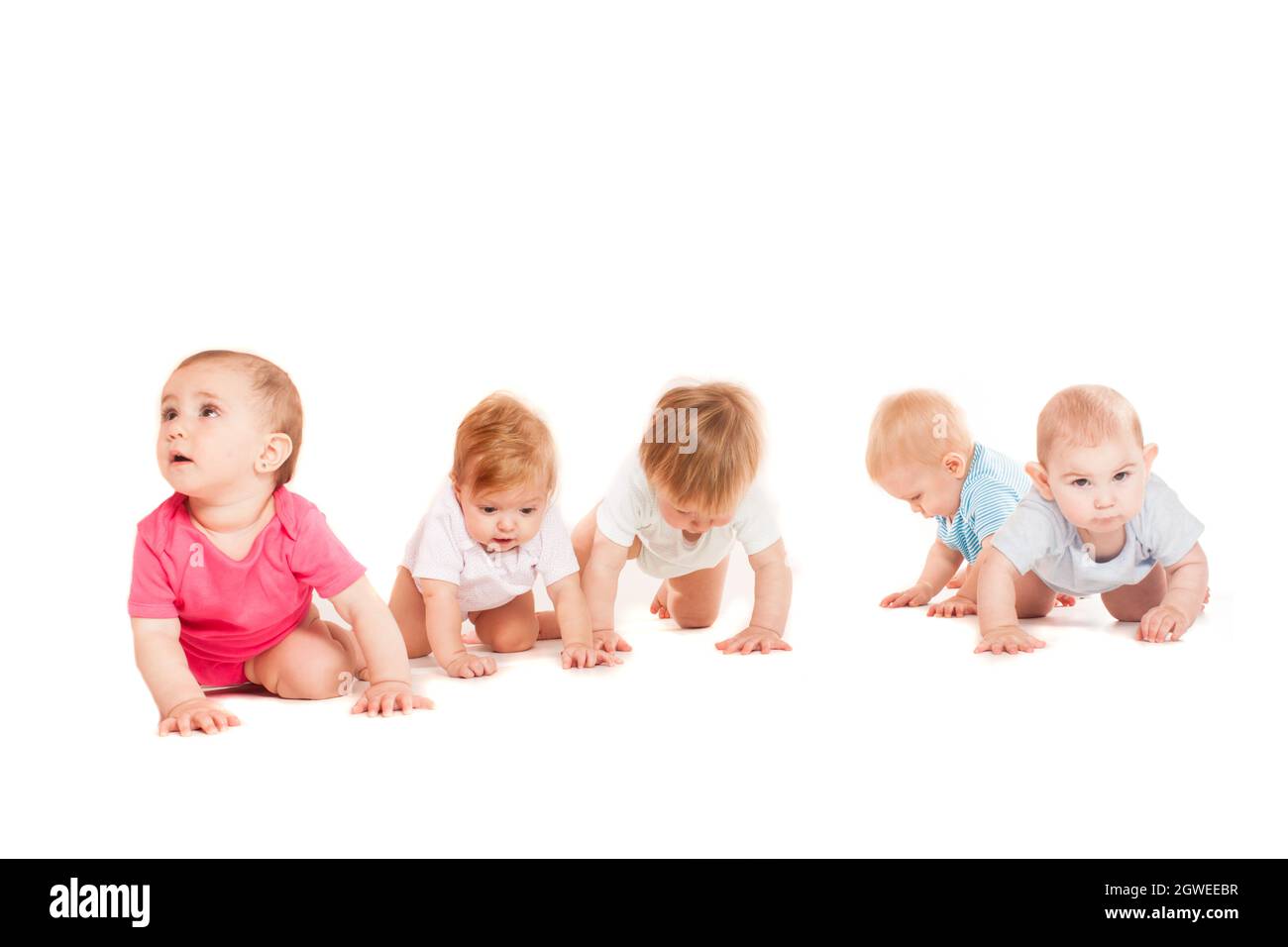Kids Crawling Against White Background Stock Photo - Alamy