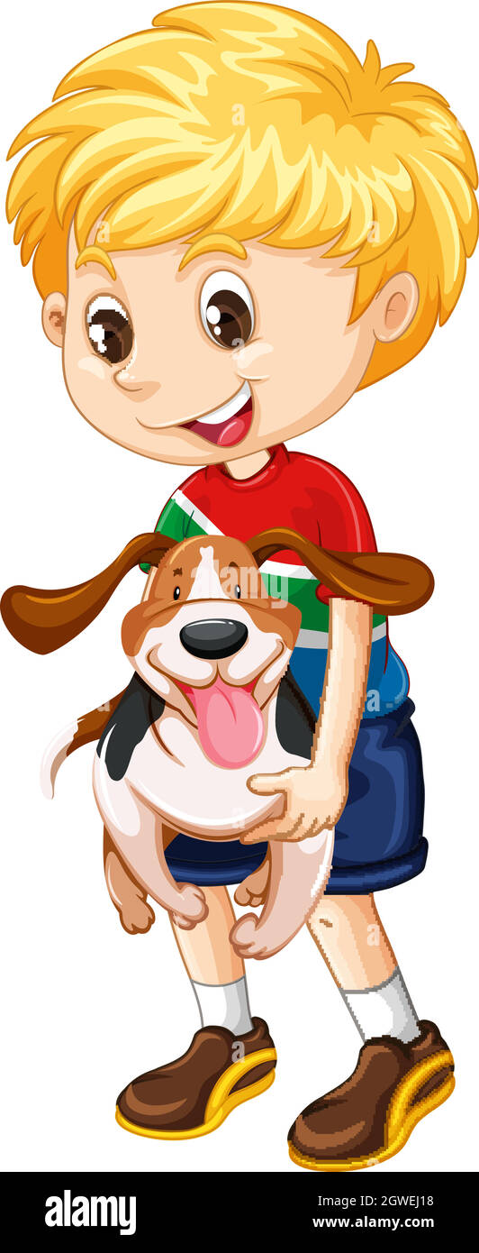 Boy with puppy Stock Vector Images - Alamy