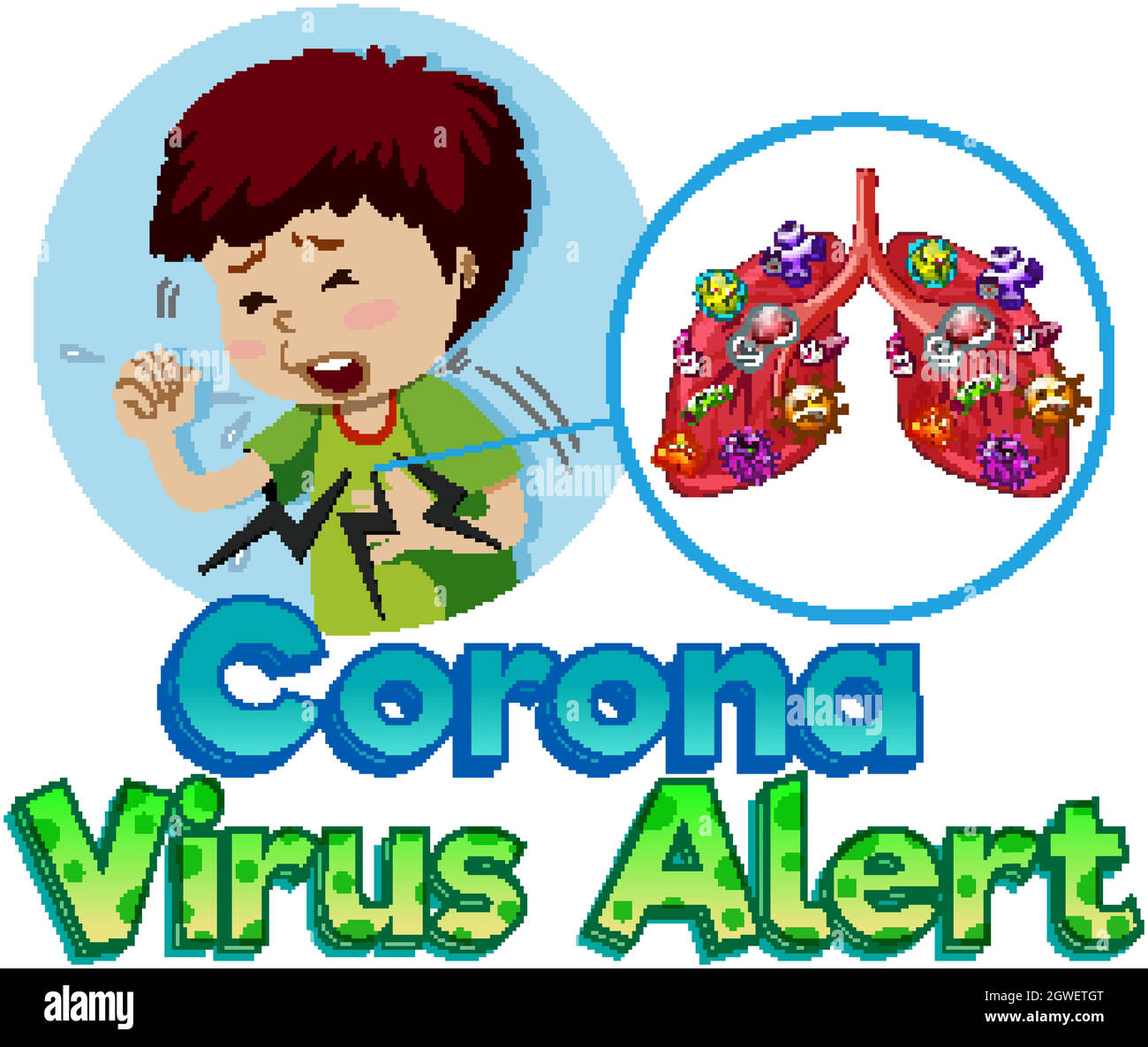 Font design for coronavirus alert with sick kid Stock Vector Image ...