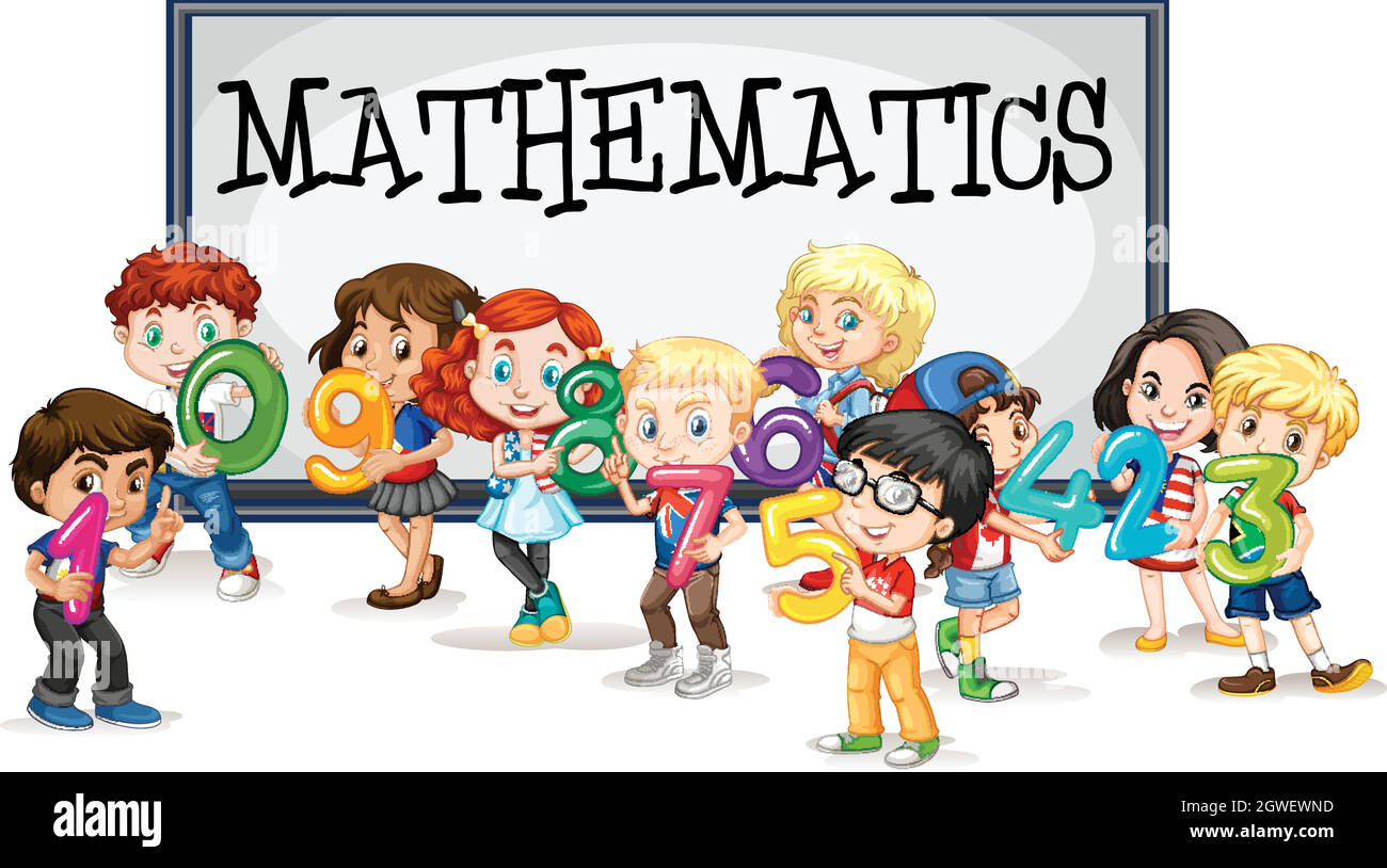 Kids with numbers and mathematics sign Stock Vector Image & Art - Alamy
