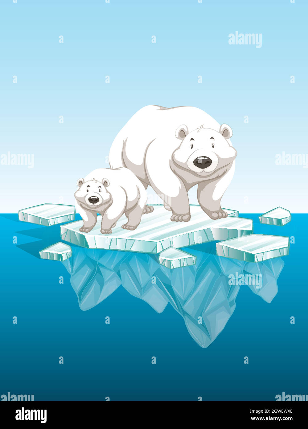 Polar Bear Cubs And Mother Drawing