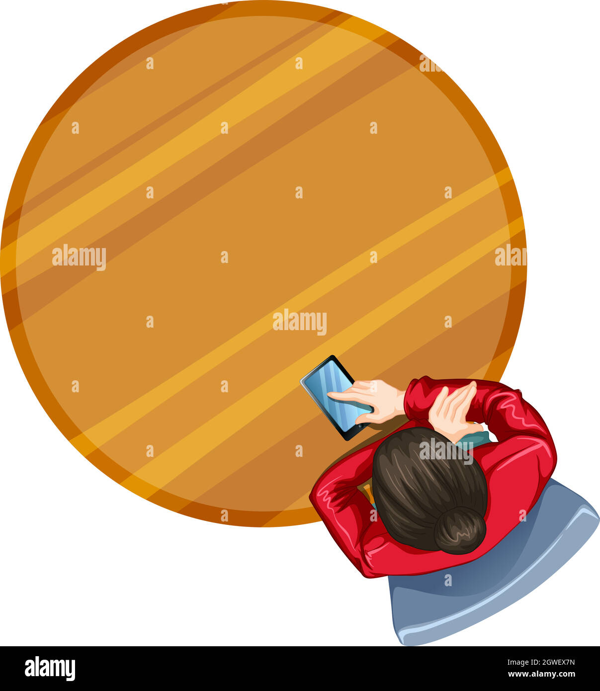 Sitting woman round table Stock Vector Images - Alamy