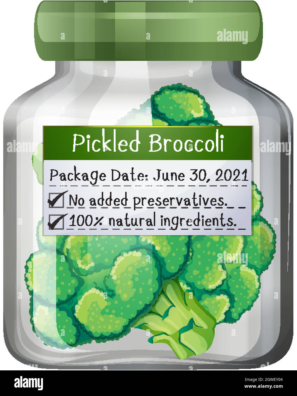 Pickled broccoli preserve in glass jar Stock Vector Image & Art - Alamy