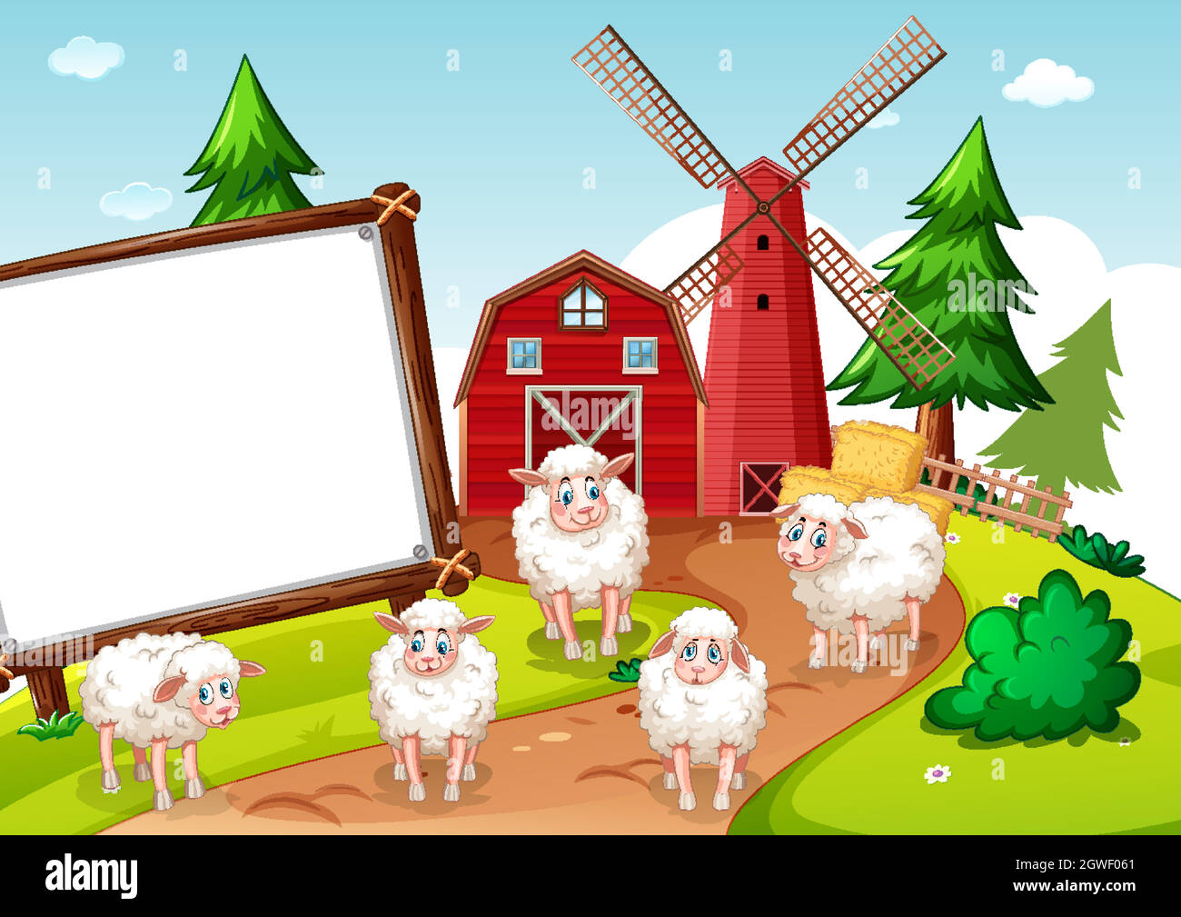 Blank banner in animal farm scene Stock Vector Image & Art - Alamy