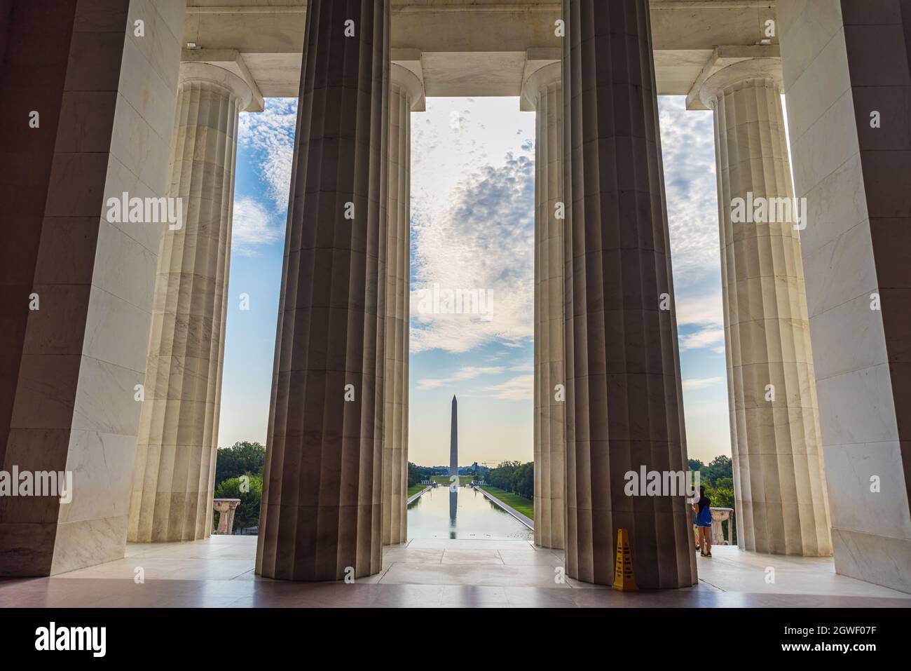Lincoln Memorial view towards Washington Monument and the mall Stock ...