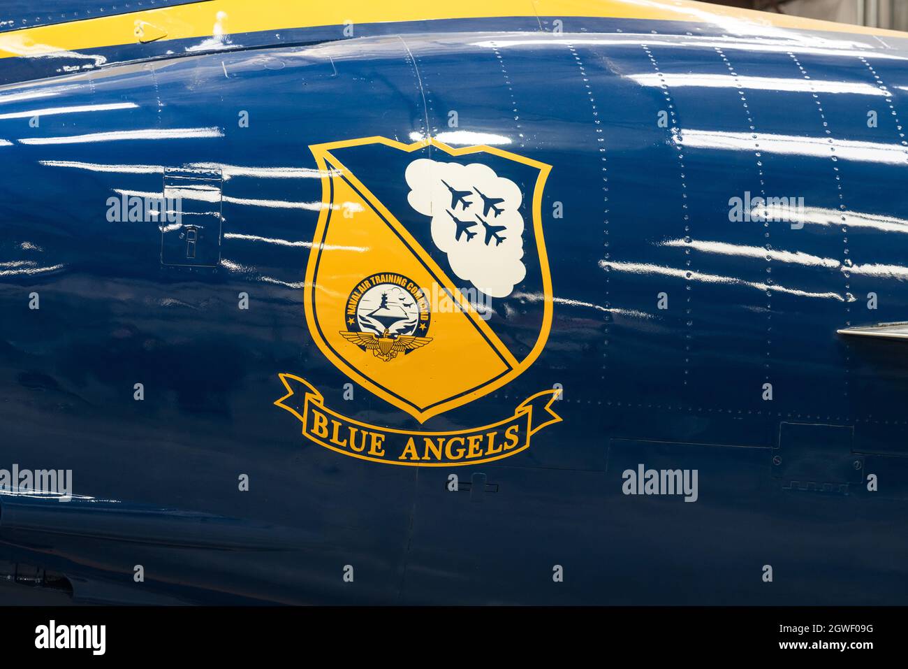 A Grumman F11F-1 Tiger fighter in the colors of the U.S. Navy Blue ...