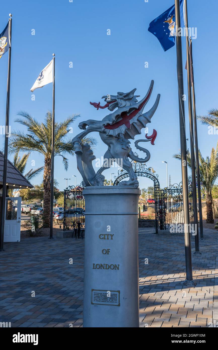 A dragon statue representing the City of London by the London Bridge in ...