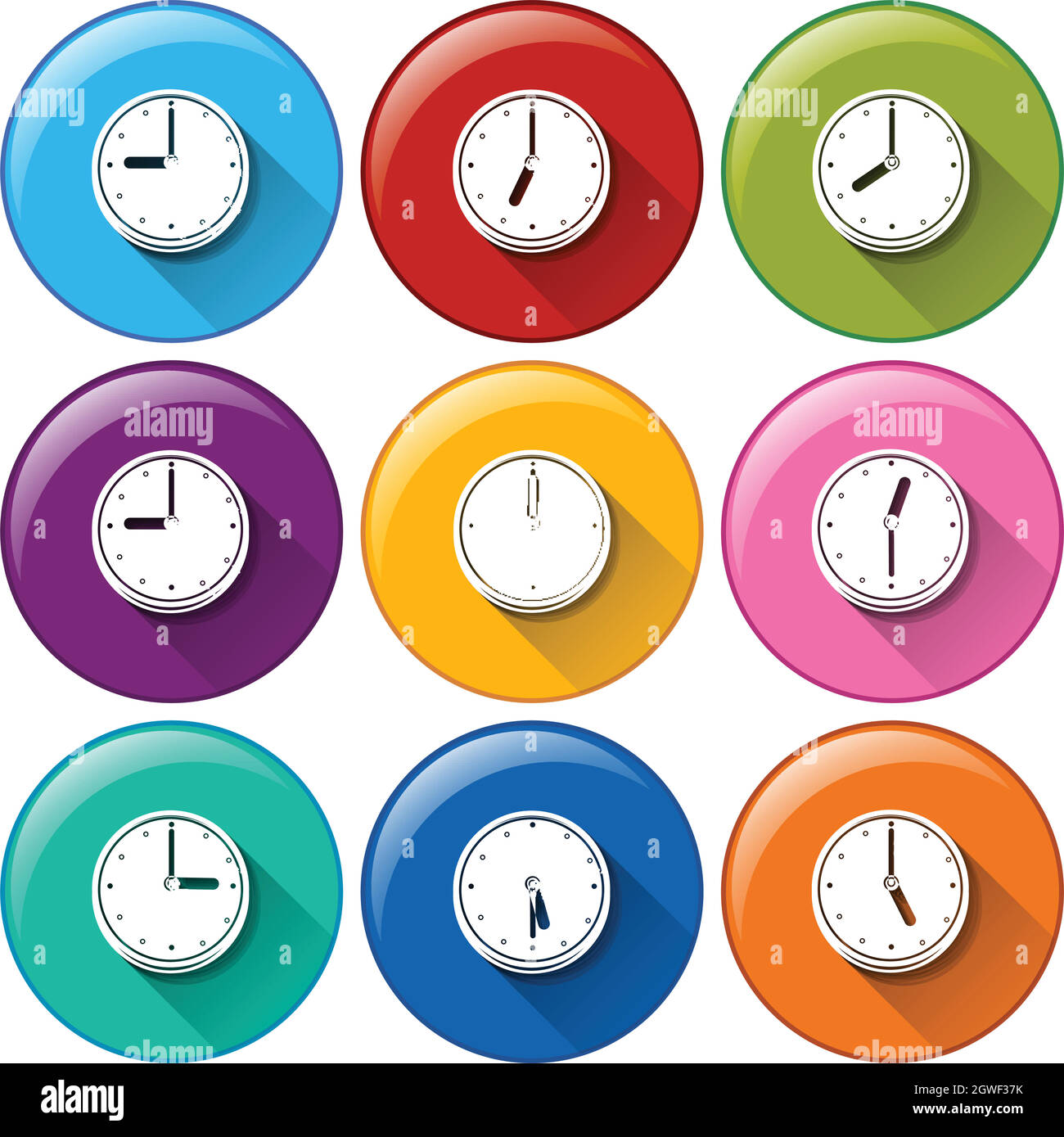 Colourful clock isolated Stock Vector Images - Alamy
