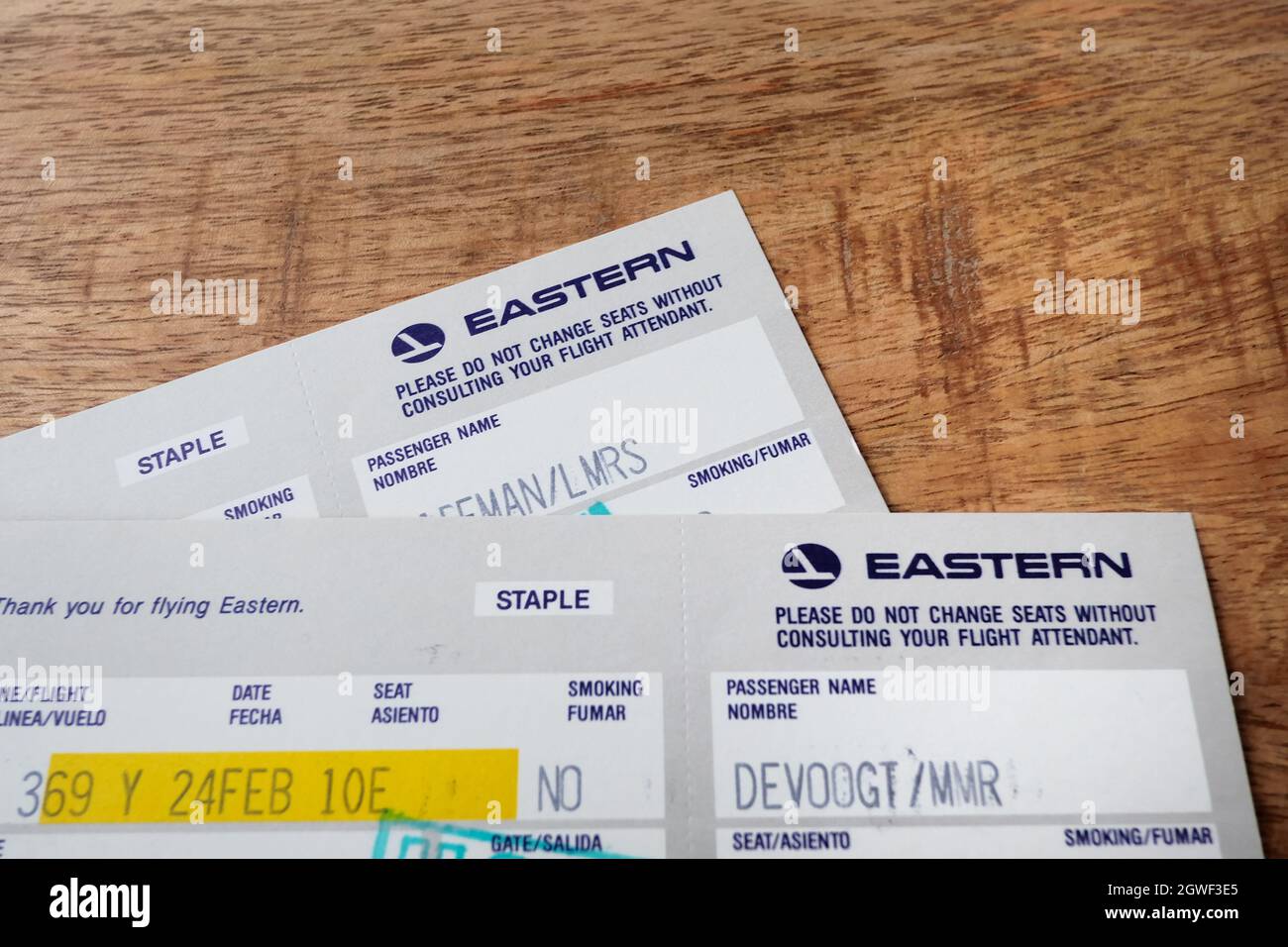 eastern boarding pass 1986 miami Stock Photo - Alamy