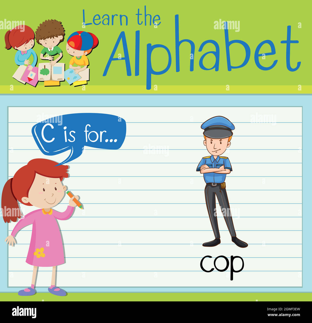 Flashcard letter C is for cop Stock Vector Image & Art - Alamy