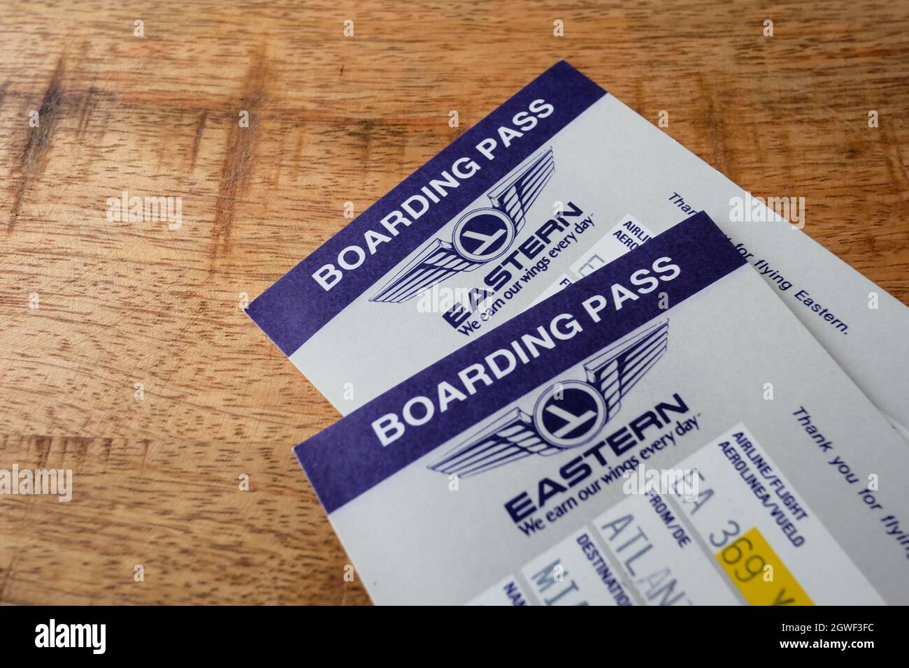 eastern boarding pass 1986 miami Stock Photo - Alamy