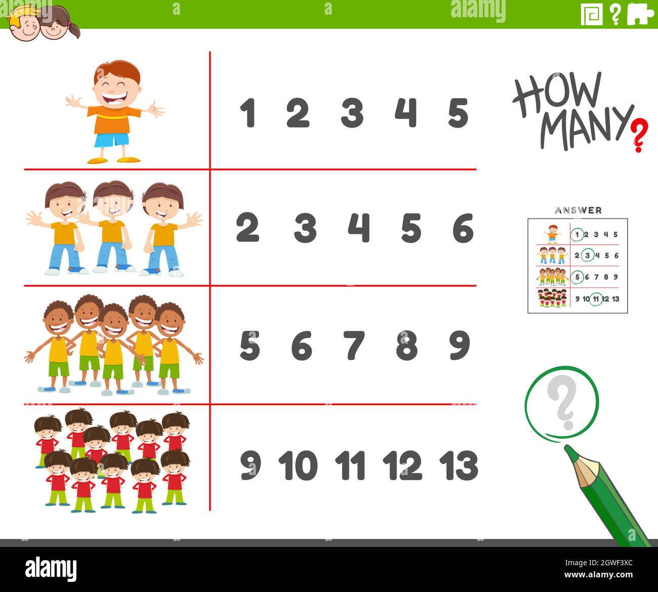 counting educational activity with cartoon boys characters Stock Vector ...