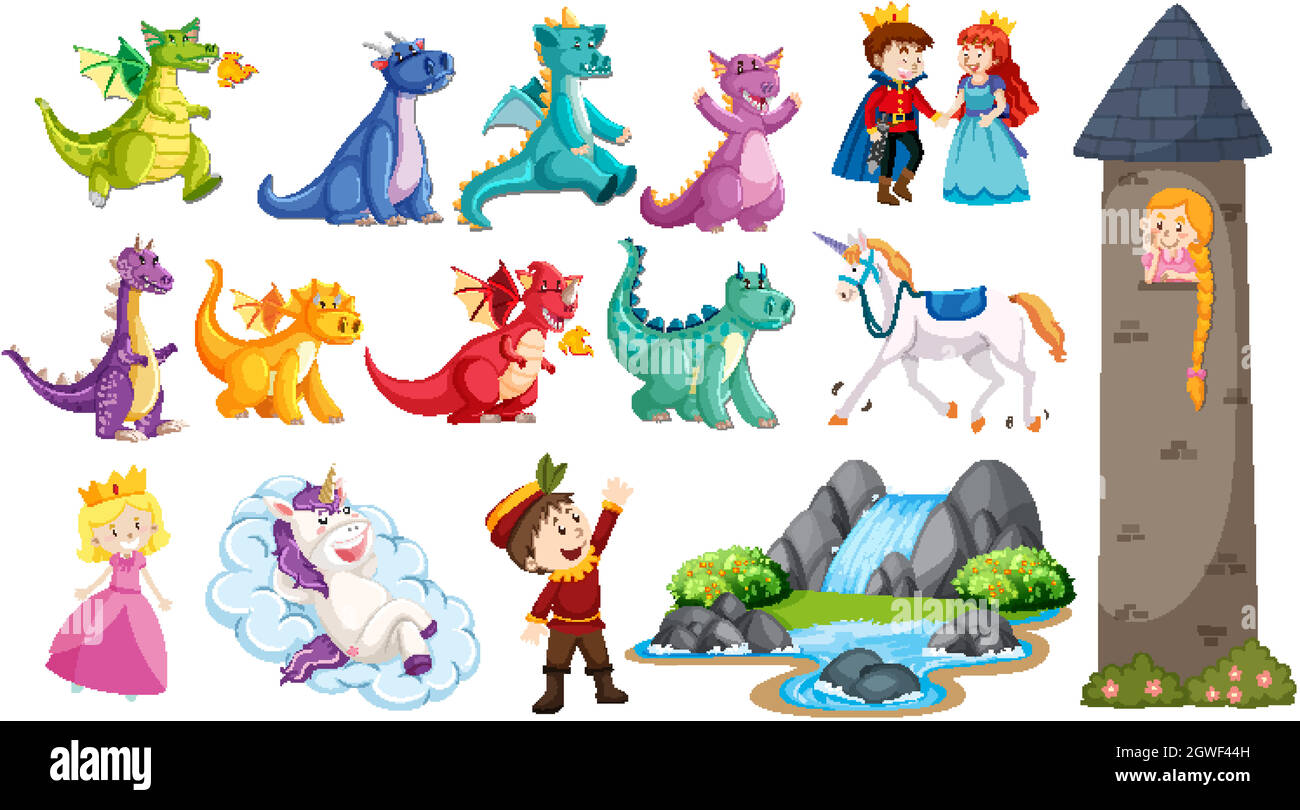 Princess in tower cartoon illustration hi-res stock photography and ...