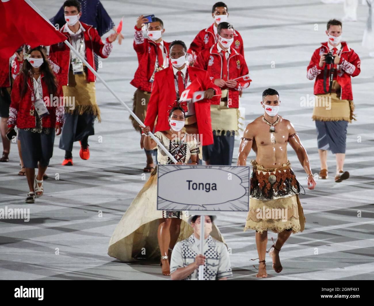 JULY 23rd, 2021 - TOKYO, JAPAN: Tonga's flag bearers Malia Paseka and ...
