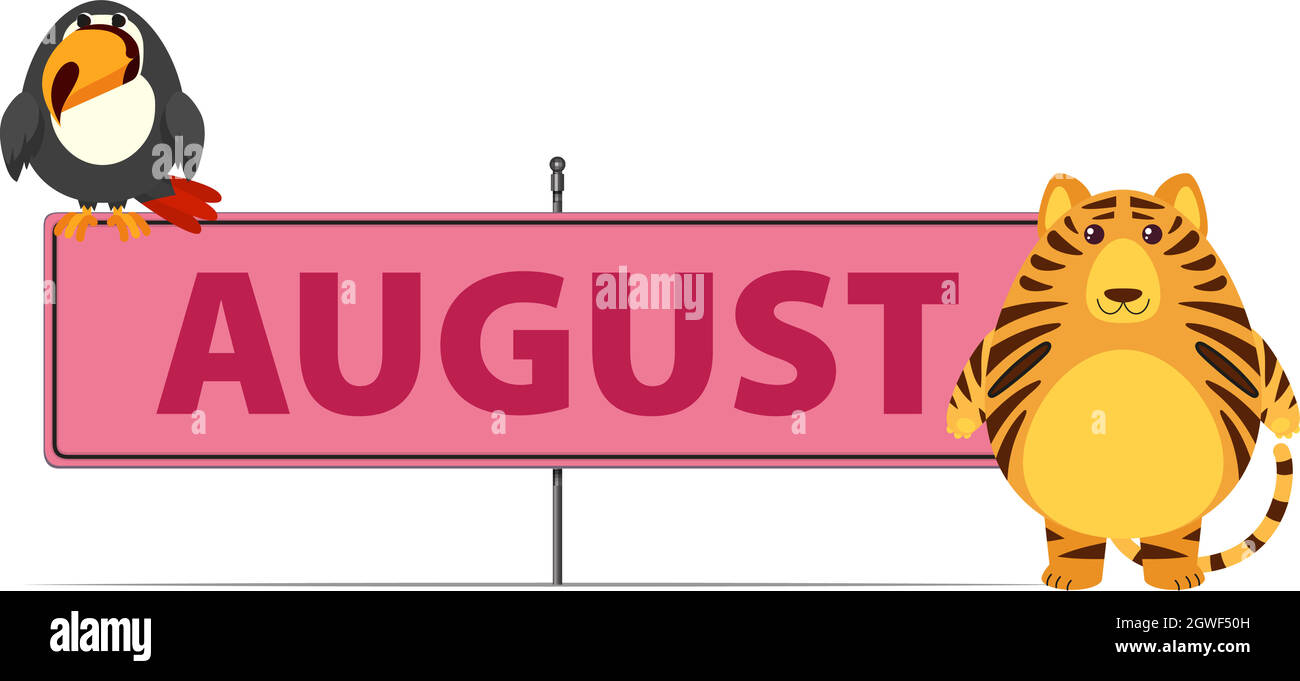 August sign with tiger and toucan Stock Vector Image & Art - Alamy