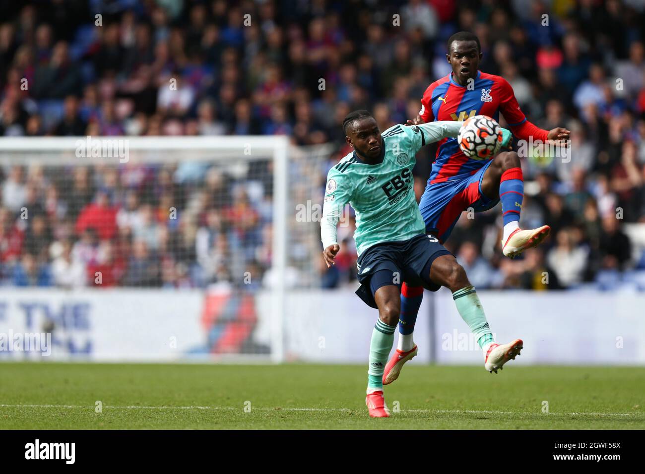 Marc Guehi #6 of Crystal Palace and Ademola Lookman #37 of Leicester ...